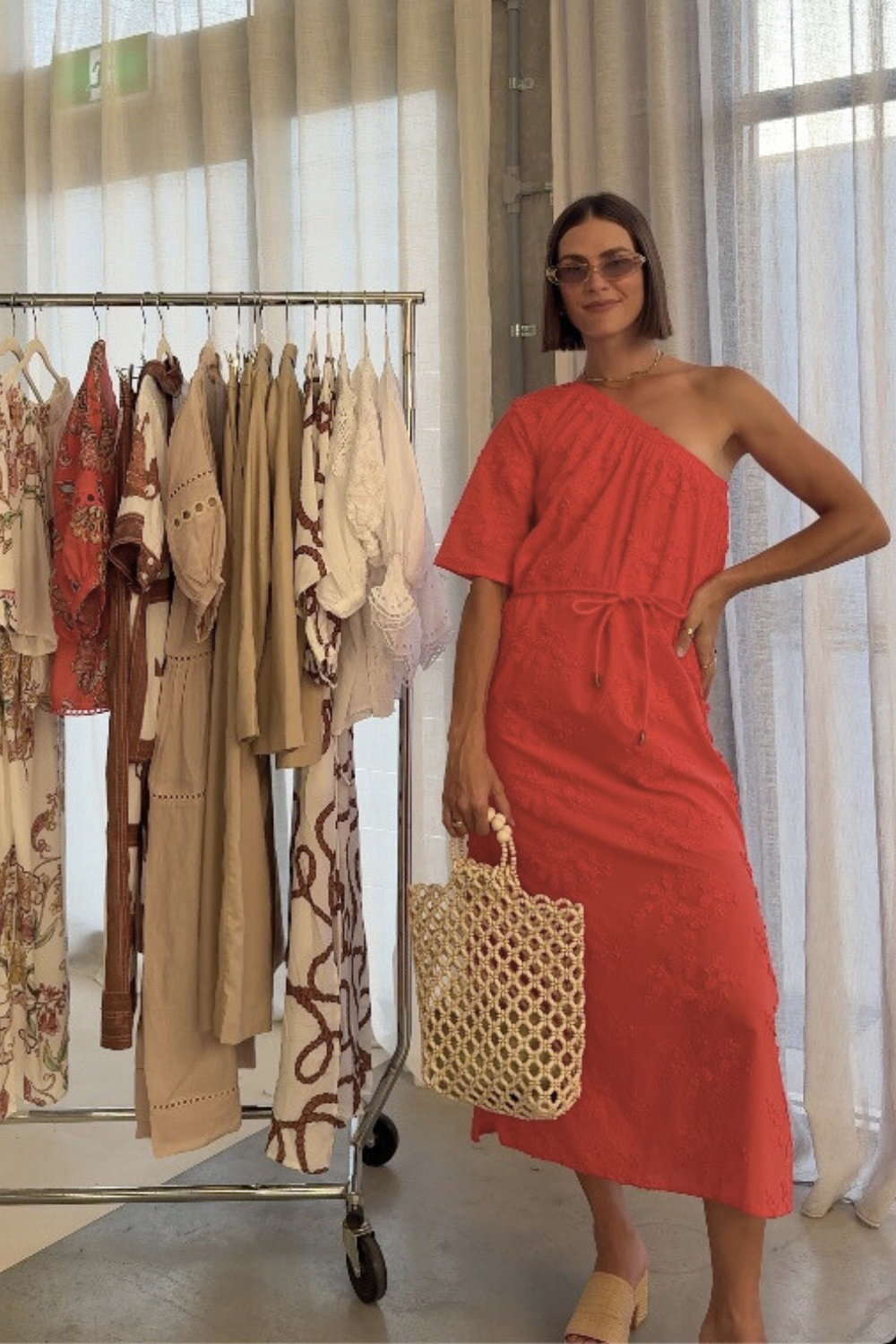 Muse One-Shoulder Dress - persimmon – zoe kratzmann