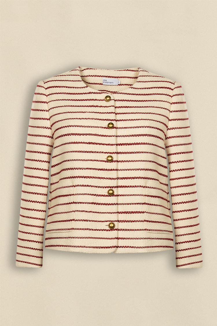 dash jacket - crimson stripe boucle – zoe kratzmann