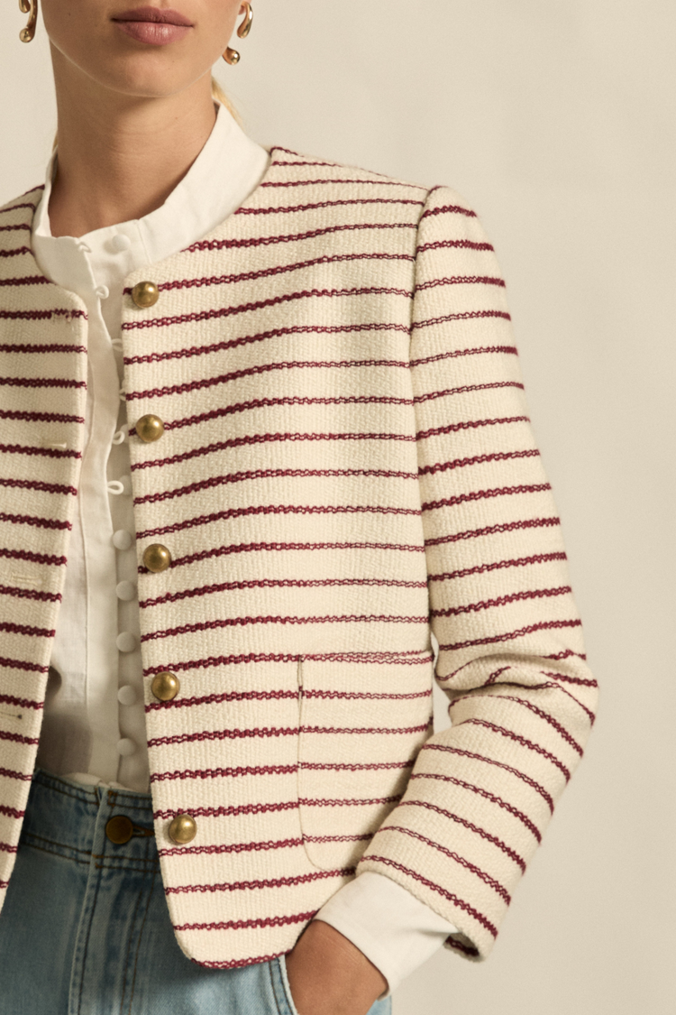 dash jacket - crimson stripe boucle – zoe kratzmann