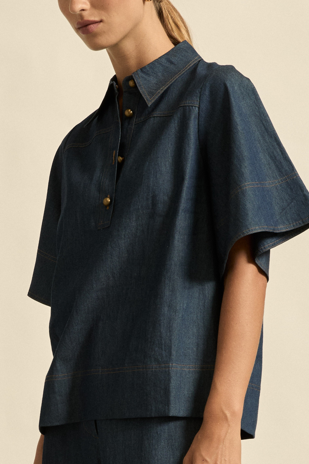 insinuate top - dark chambray – zoe kratzmann