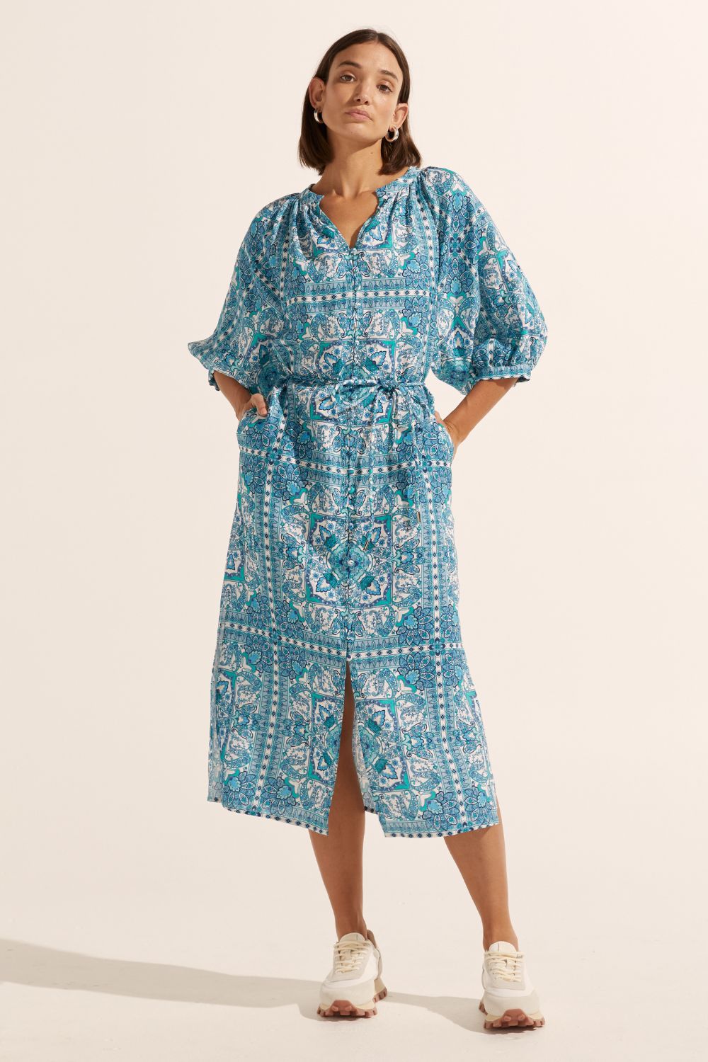 sojourn dress - sapphire tile – zoe kratzmann